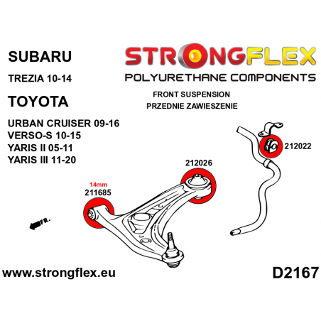 212026A: Front control arm – rear bush SPORT polyurethane | STRONGFLEX