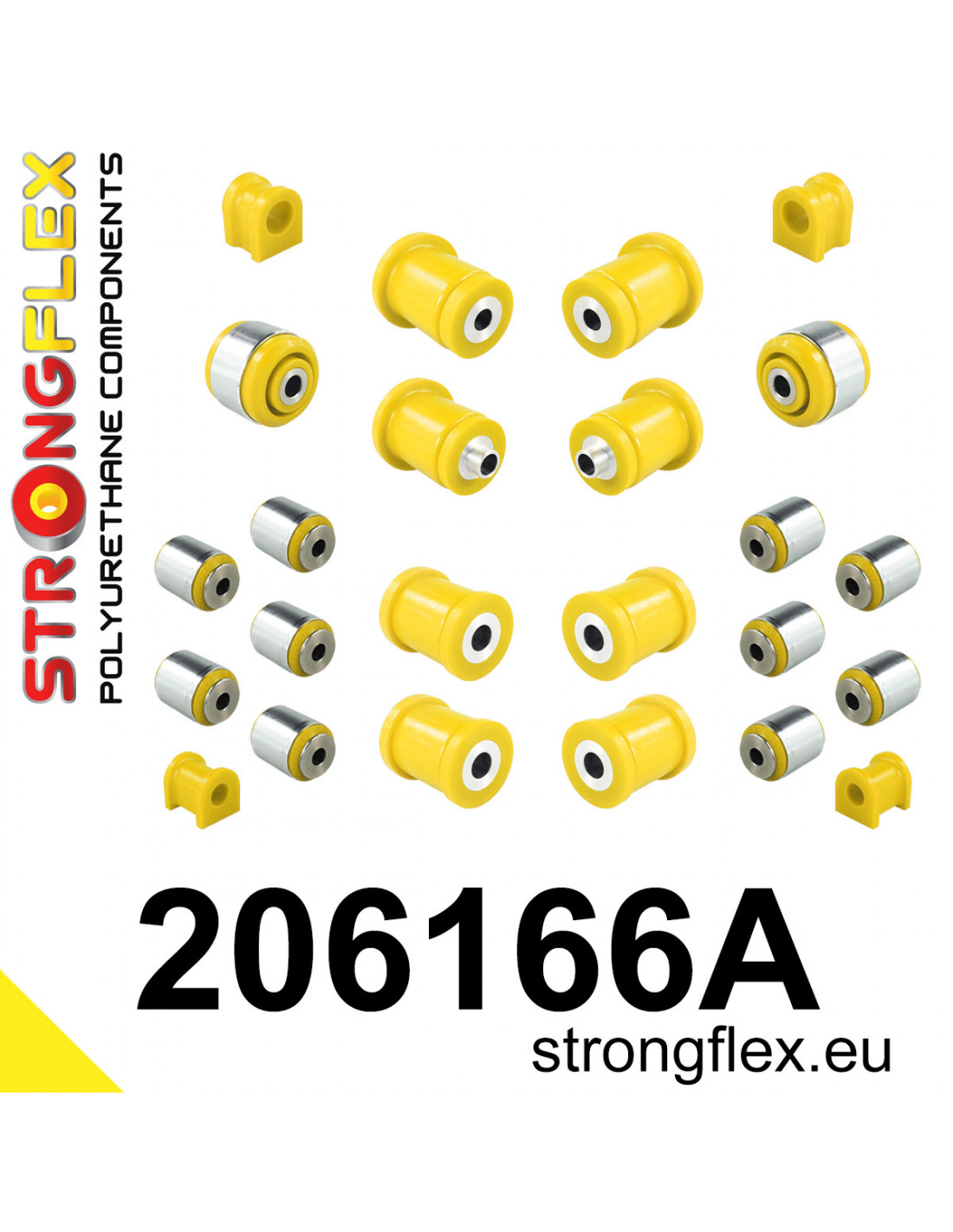 206166A: Komplettes Fahrwerk Buchsen-Kit SPORT Polyurethan | STRONGFLEX