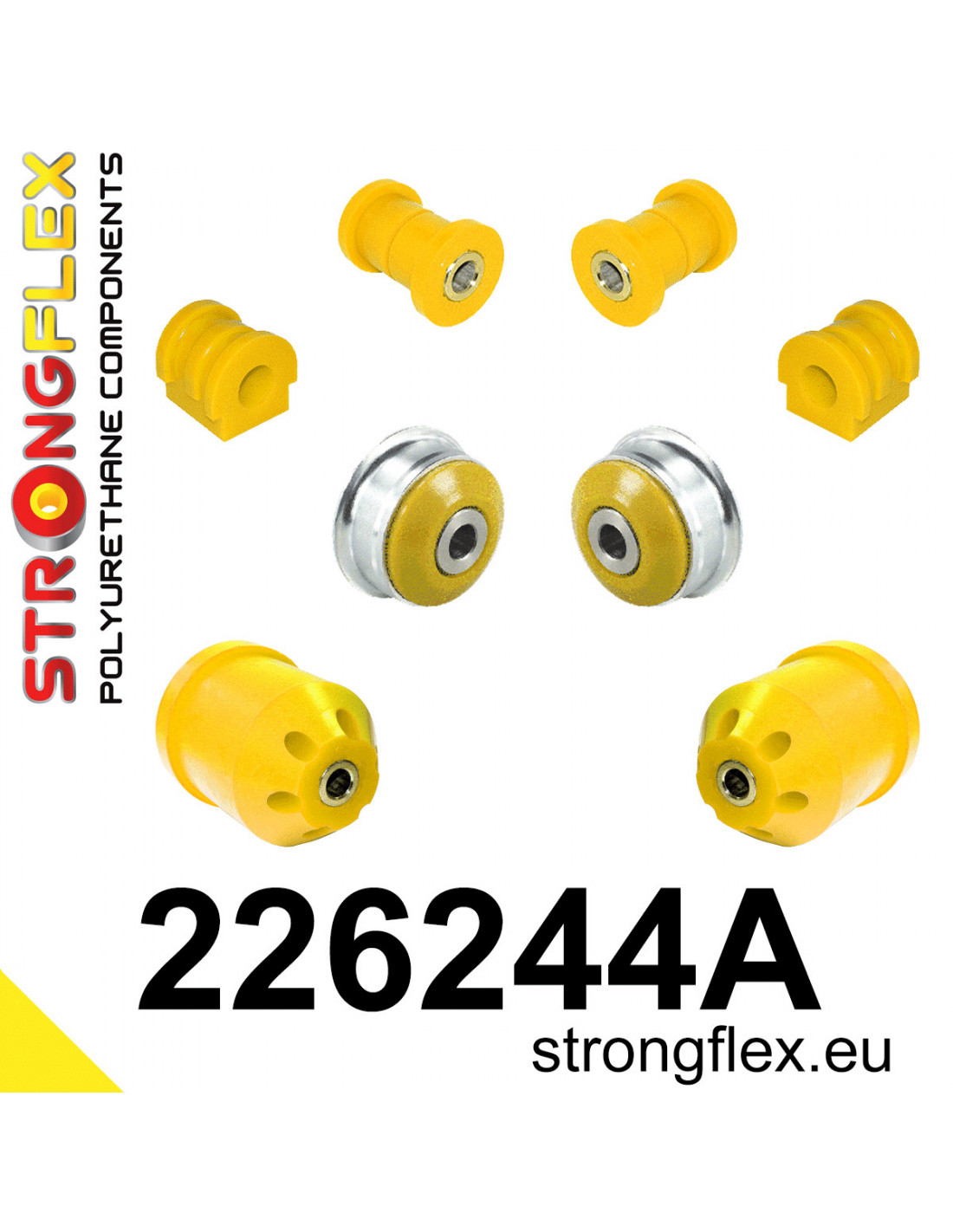 226244A: Front suspension and ream beam bush kit SPORT | STRONGFLEX