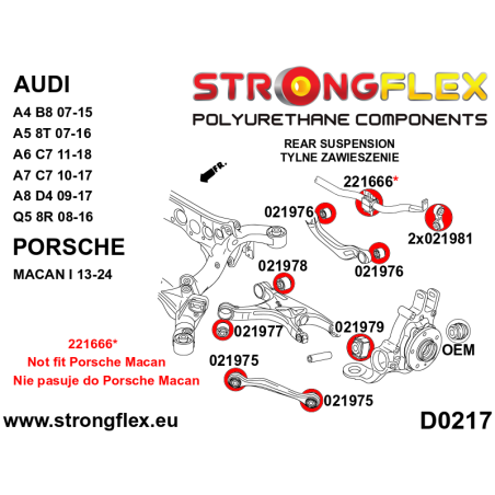 021977B: Rear lower arm – front bush polyurethane Audi | STRONGFLEX
