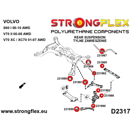 231969B: Rear subframe bush polyurethane Volvo | STRONGFLEX